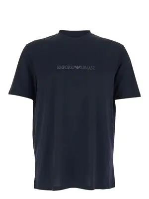 Emporio Armani Logo Cotton T Shirt - Navy
