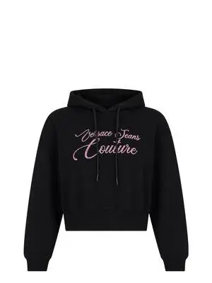 Versace Felpa Cropped Con Logo - Black