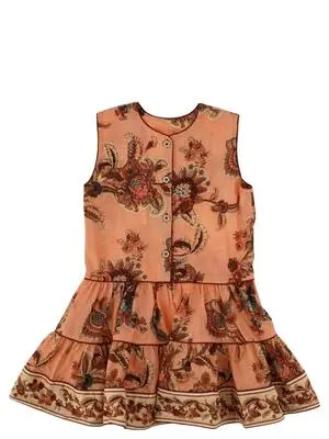 Zimmermann Abito Con Orlo A Contrasto 'aster' In Tessuto Peach Jacobean - Pink