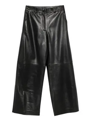 PAROSH Leather Trousers - Black