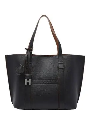 HOGAN Script Small Leather Tote Bag