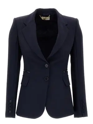 Elisabetta Franchi Signle Breasted Blazer Jacket - Navy