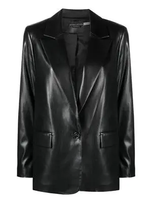 Alice + Olivia Faux Leather Blazer Jacket - Black