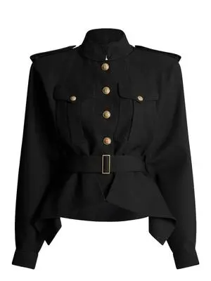 Balmain Wool Belted Jacket - Black