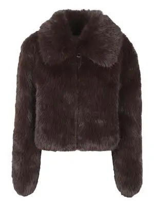 THE FRANKIE SHOP Hope Faux Fur Jacket - Brown
