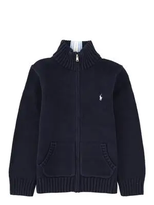 Polo Ralph Lauren Ls Fz Mock Tops Sweater - Blue