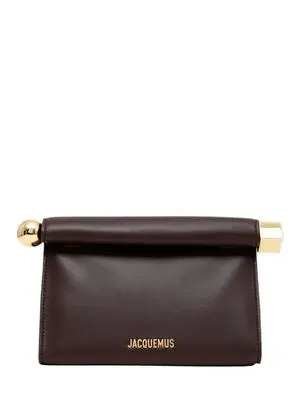 Jacquemus Le Sac Rond Carre Leather Clutch - Brown