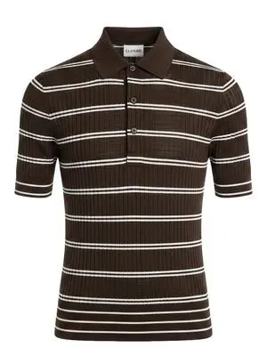 Closed Striped Wool Polo Shirt - Brown