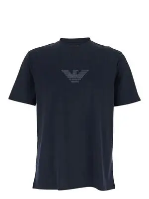 Emporio Armani Logo Cotton T Shirt - Navy