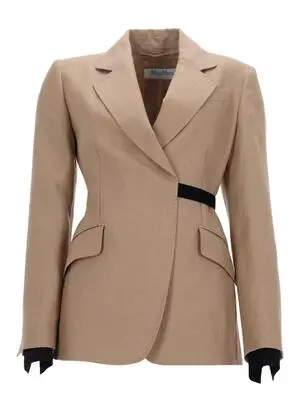 Max Mara Linen 'sling' Double Breasted Blazer - Beige