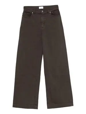 PAROSH Wide Leg Denim Jeans - Brown