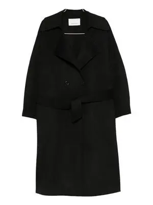 THE FRANKIE SHOP Issen Wool Blend Long Coat - Black