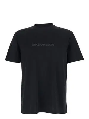 Emporio Armani Logo Cotton T Shirt - Black