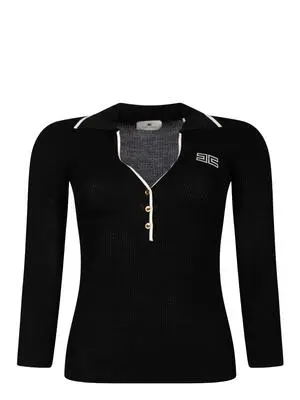 Elisabetta Franchi Wool Polo Shirt - Black