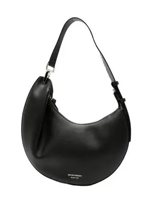 Emporio Armani Medium Leather Hobo Bag - Black