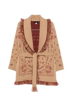 Alanui Bandana Cashmere Cardigan Camel