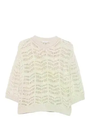 Peserico Sequin-embellished Open-knit Sweater - Neutrals