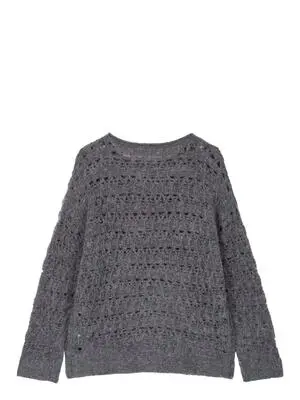 STUDIO TOMBOY Fishnet-knit Sweater - Grey