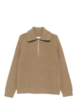 Samsøe Samsøe Sarick Ribbed-knit Quarter-zip Sweater - Grey