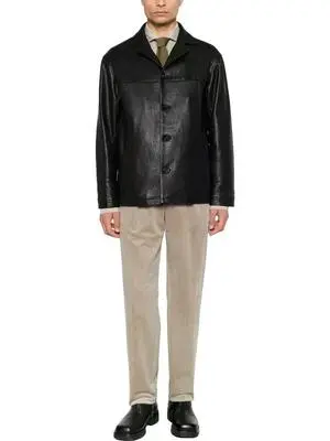 PROFUOMO Diagonal-stripe Spread-collar Shirt - Brown