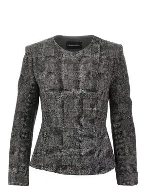 Emporio Armani Prince Of Wales Check Button-up Blazer - Grey
