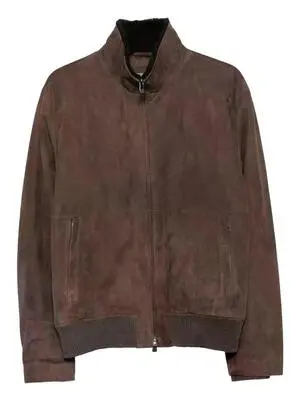 CORNELIANI Shearling-collar Suede Jacket