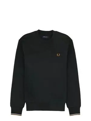 Fred Perry Logo-embroidered Tipped-cuff Sweatshirt - Black