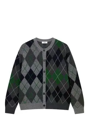 STUDIO TOMBOY Argyle-intarsia Knit Cardigan - Grey