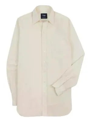 DRAKE'S Long Point-collar Shirt - Neutrals
