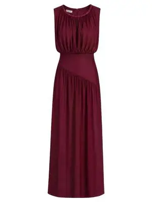 BARUNI Bianca Beaded Pleated Maxi Dress - Red