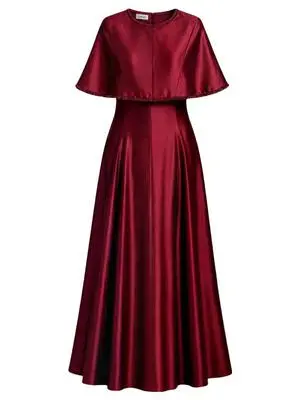 BARUNI Alya Cape-overlay A-line Maxi Dress - Red