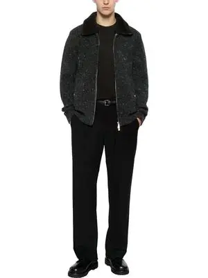 Eleventy Zip-up Ribbed-knit Jacket - Grey