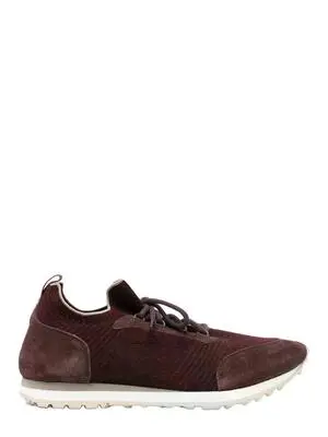 Eleventy Suede-panelled Knit Sneakers - Red