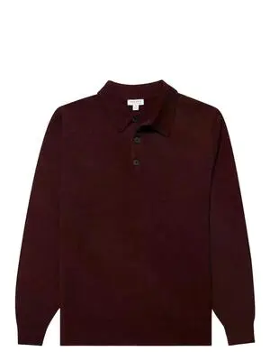Sunspel Cashmere Knitted Polo Shirt - Red