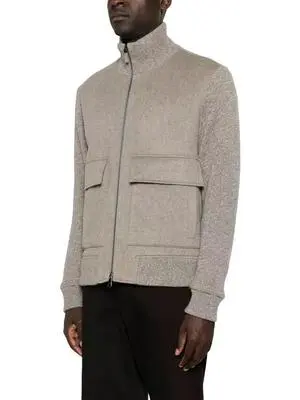 Paul & Shark Zip-up Panelled Sweater - Neutrals