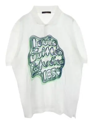 LOUIS VUITTON 2010s Embroidered Pique Polo Shirt - White