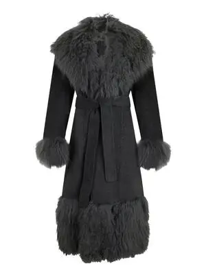 GIUSEPPE DI MORABITO Shearling-trim Belted Coat