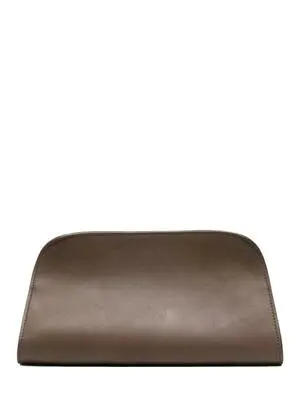 THE ROW Peggy Leather Clutch Bag Brown