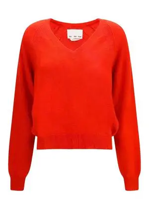SA SU PHI V-neck Raglan-sleeve Sweater - Red