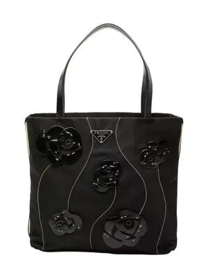 Prada 2000-2013 Tessuto Rosette Tote Bag - Black
