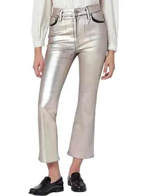 FRAME Metallic-effect Cropped Trousers