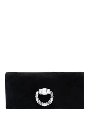 GUCCI 2016-2026 Suede Broadway Crystal Clutch Bag
