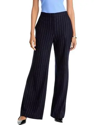 Lafayette 148 New York Lafayette Pinstripe Wool Jersey Flare Pant - Navy Multi