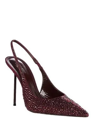Paris Texas Lidia Crystal Embellished Slingback Pumps - Dark Ruby