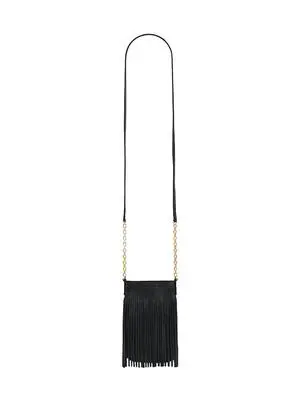 Gerard Darel Charlotte Fringe Leather Crossbody Phone Bag - Black