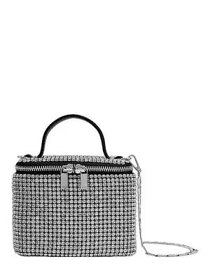 REISS Mini Van Crystal Embellished Crossbody - Silver