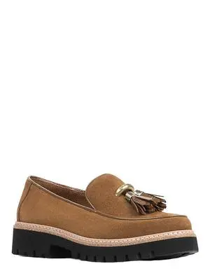 DONALD PLINER Suede Tassel Loafers - Saddle
