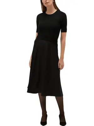 HOBBS LONDON Nadia Belted Mixed Media Dress - Black