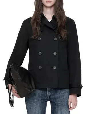 ALLSAINTS Tilda Cotton Peacoat - Black
