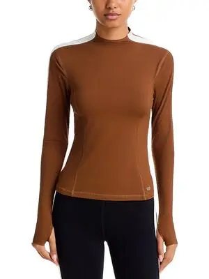 Splits59 Isabelle Mock Neck Top - Toffee/creme